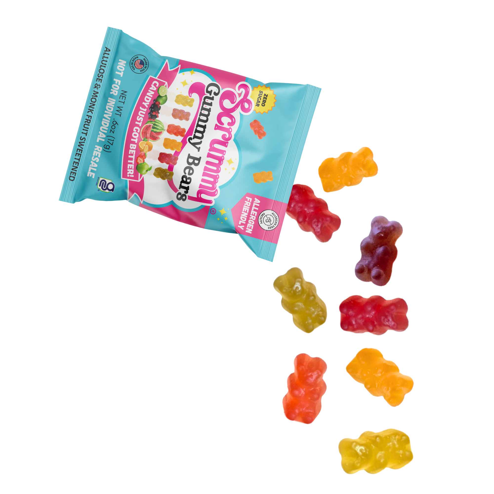 NEW Scrummy Gummy Bears 10ct Snack Pack (.6oz Single Serving Bags ...